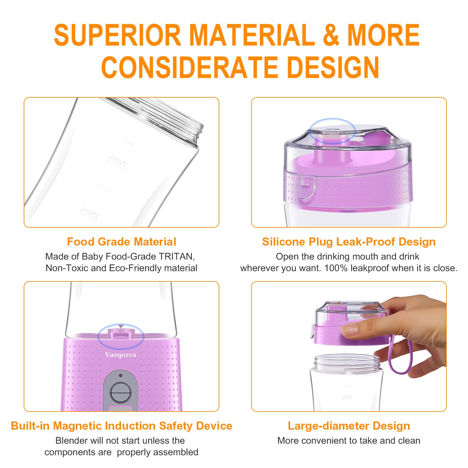 Portable Blender Personal USB Rechargeable Juice Cup for Smoothie and Protein Shakes Mini Handheld Fruit Mixer 13Oz Bottle for Travel Gym Home Office Sports Outdoors Chic Pink