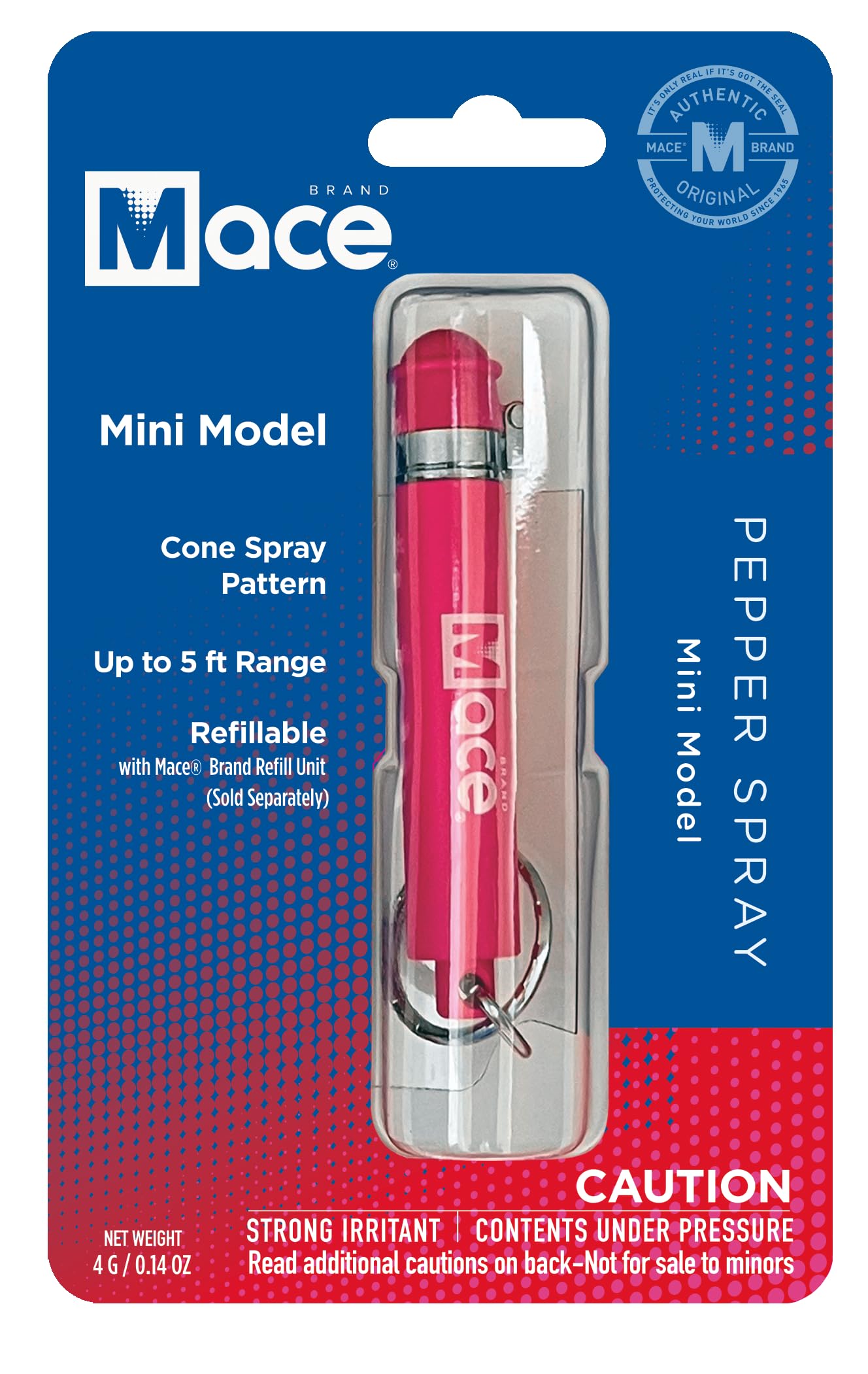 Mace Brand Police Strength Mini Keychain Pepper Spray Keyring Hard Case with Key Chain, for Women (Pink 4-Pack)
