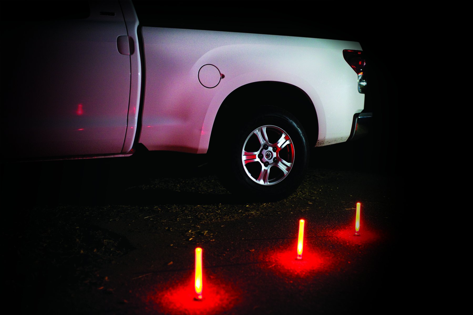 Life Gear - WM11-10446-RED LED Emergency Road Flares 3-Pack, Reusable Safety Glow Stick with Flasher & Magnetic Bases - Batteries Included Red