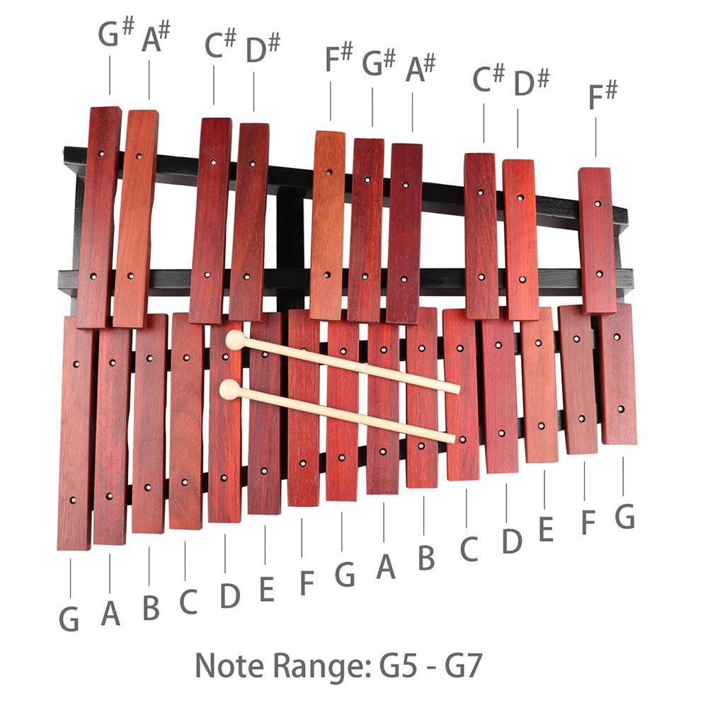 Mr.Power 25 Note Wood Xylophone G5- G7 Wooden Glockenspiel with Mallet, Case for School Student Band Professional Players