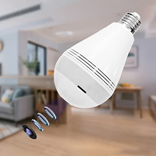 LSHJHWFC Light Bulb Camera, Full HD 1080P Home WiFi Camera, 360 Degree Panoramic Smart Security Remote IP Camera, for Indoor/Outdoor, with Night Vision/Two Way Audio/Motion Detection
