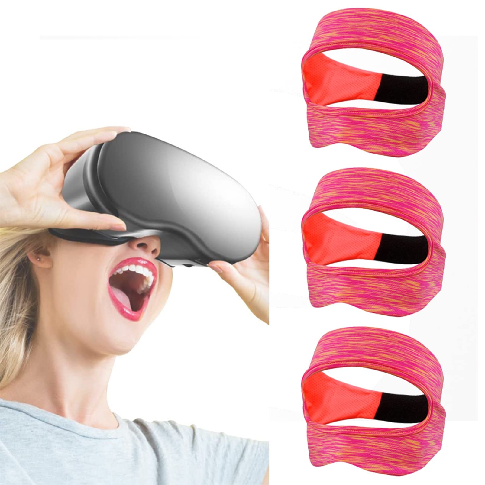 VR Eye Mask Cover 3pcs Home Breathable Sweat Band High Elastic HMD Padding for VR Workouts Supernatual with Virtual Reality Headsets Oculus Quest 2 Go HTC Vive PS VR Gear