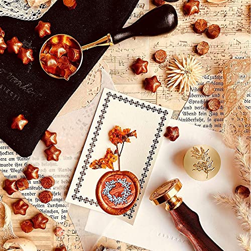 Moptrek tamp Set, 6pcs Plant Pattern Series Sealing Wax Stamps Garden Sculpture Outdoor Decoration