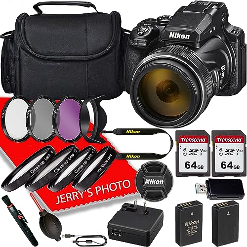 Nikon COOLPIX P1000 Digital Camera + 2pc 64GB Memory Cards + Filters + Case & More (Renewed)