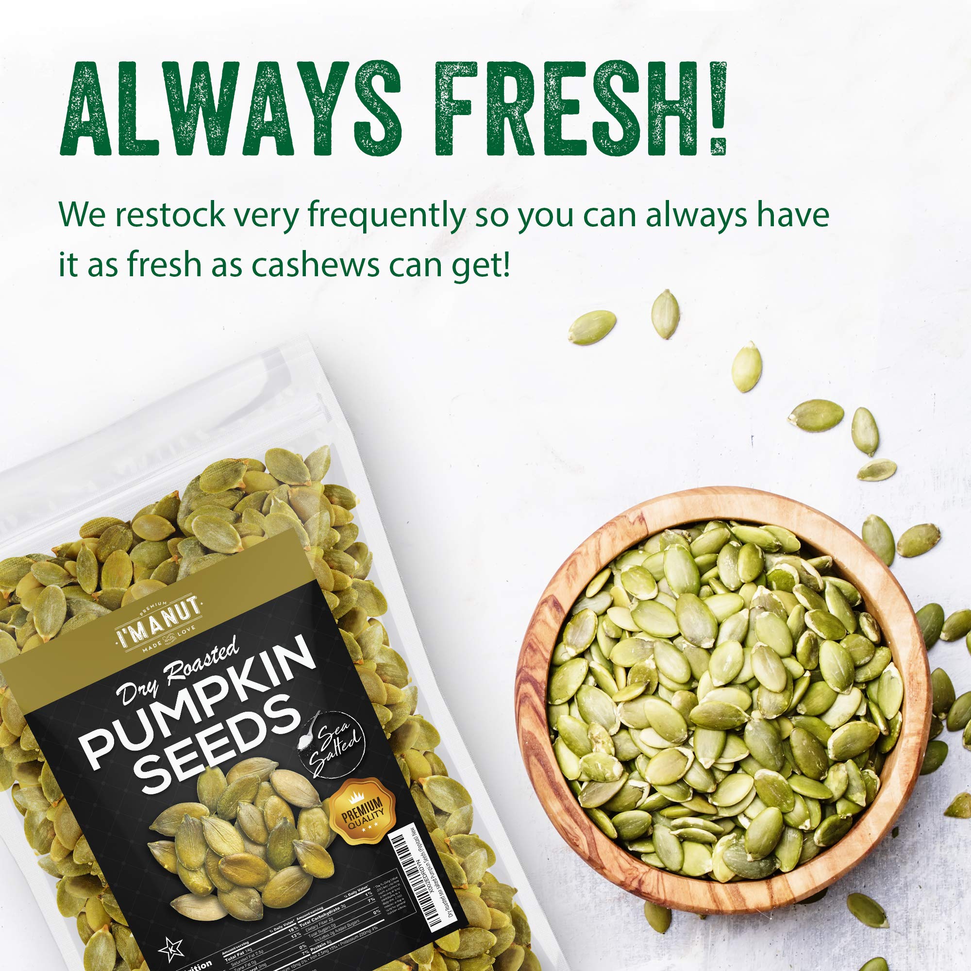 Oven Toasted Pumpkin Seeds with Sea Salt (Papitas) 32 oz (2 lb) Batch Tested Gluten & Peanut Free | No Oils | No PPO | Non GMO | Vegan and Keto Friendly | Premium Quality