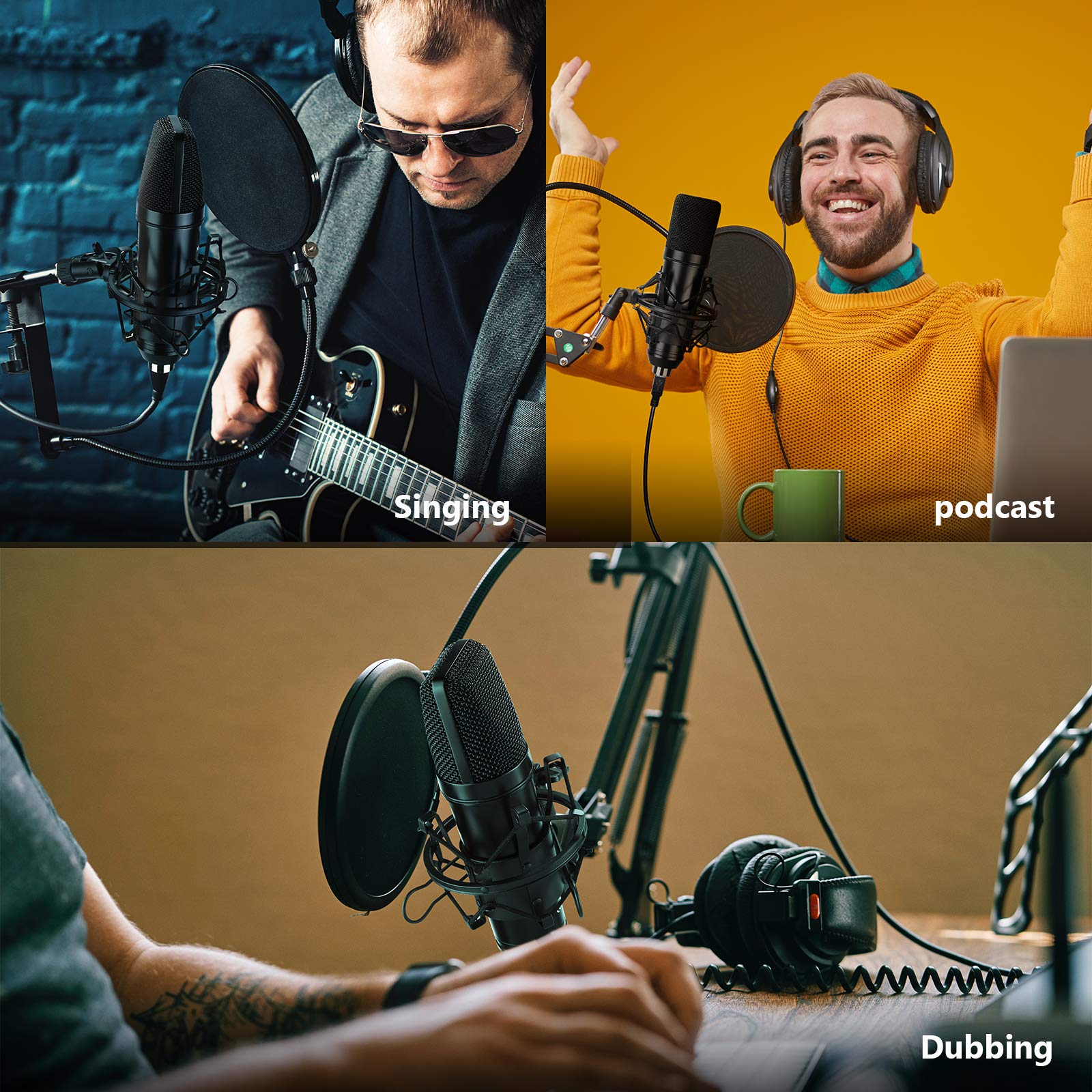 Neewer USB200 Microphone Kit 192KHz/24Bit Plug&Play Cardioid Condenser Mic with Professional Sound Chipset, Arm Stand, Shock Mount, Pop Filter, Included for Tiktok/YouTube Video/Broadcasting/Gaming