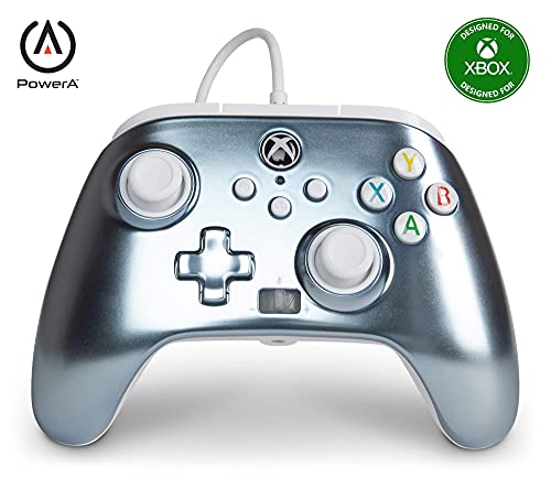 PowerA Enhanced Wired Controller for Xbox Series X|S - Metallic Ice, Gamepad, Wired Video Game Controller, Gaming Controller, Xbox Series X|S, Xbox One - Xbox Series X (Renewed)