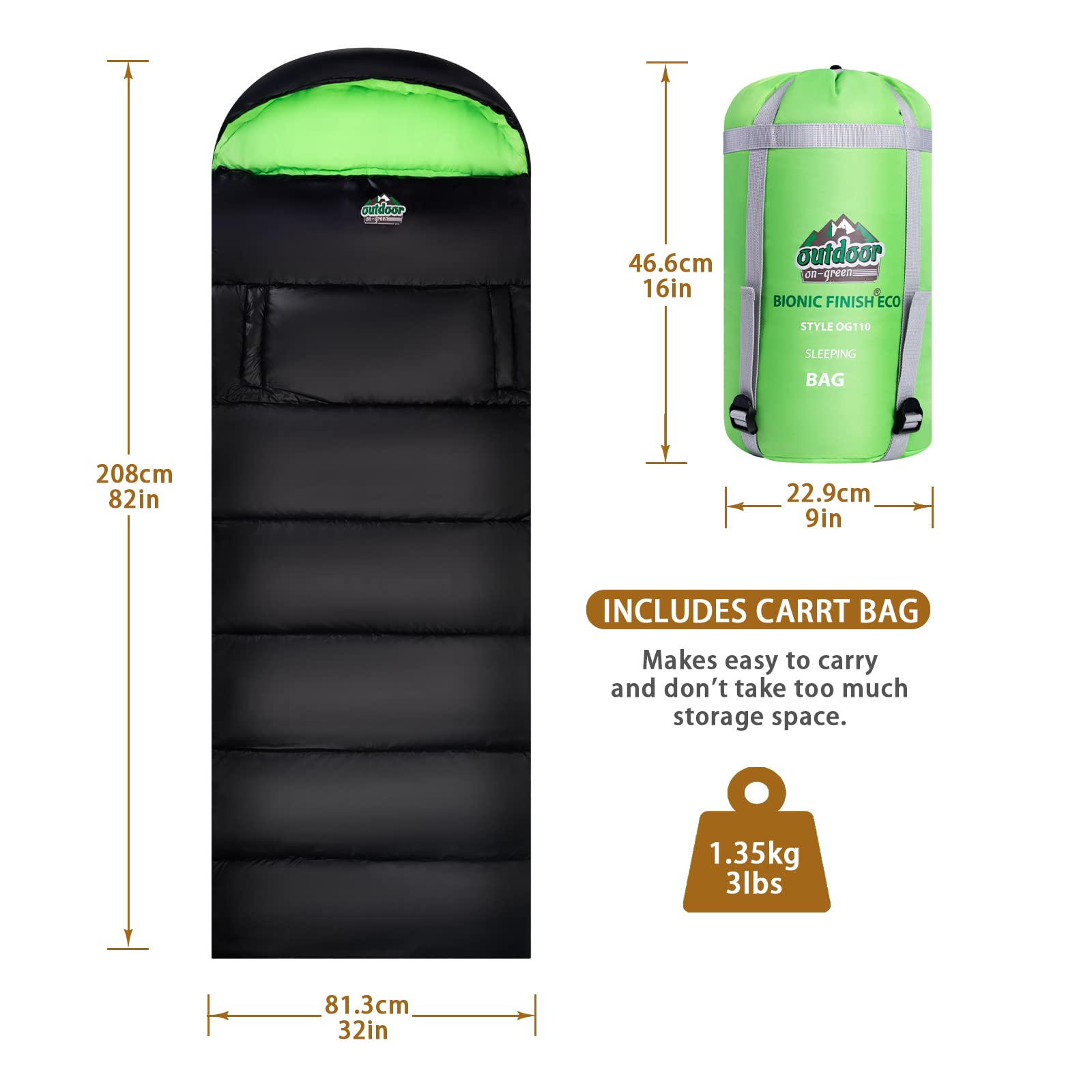 Sleeping Bag for Adults Kids Camping, 4 Season Warm Weather Waterproof Lightweight Sleeping Bag, Great for Outdoor Camping, Backpacking & Hiking