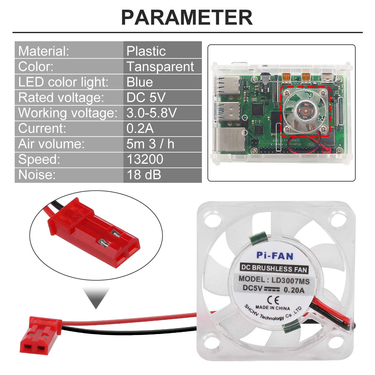 MakerFocus 2pcs Raspberry Pi 4 Fan, Raspberry Pi Cooling Fan DC Brushless CPU Quiet LED Cooling Fan 30mm 30mm Fan Cooler Radiator 3 to 5.8V for Raspberry Pi 4 Model B, Raspberry Pi 3B+ 3B 2B+