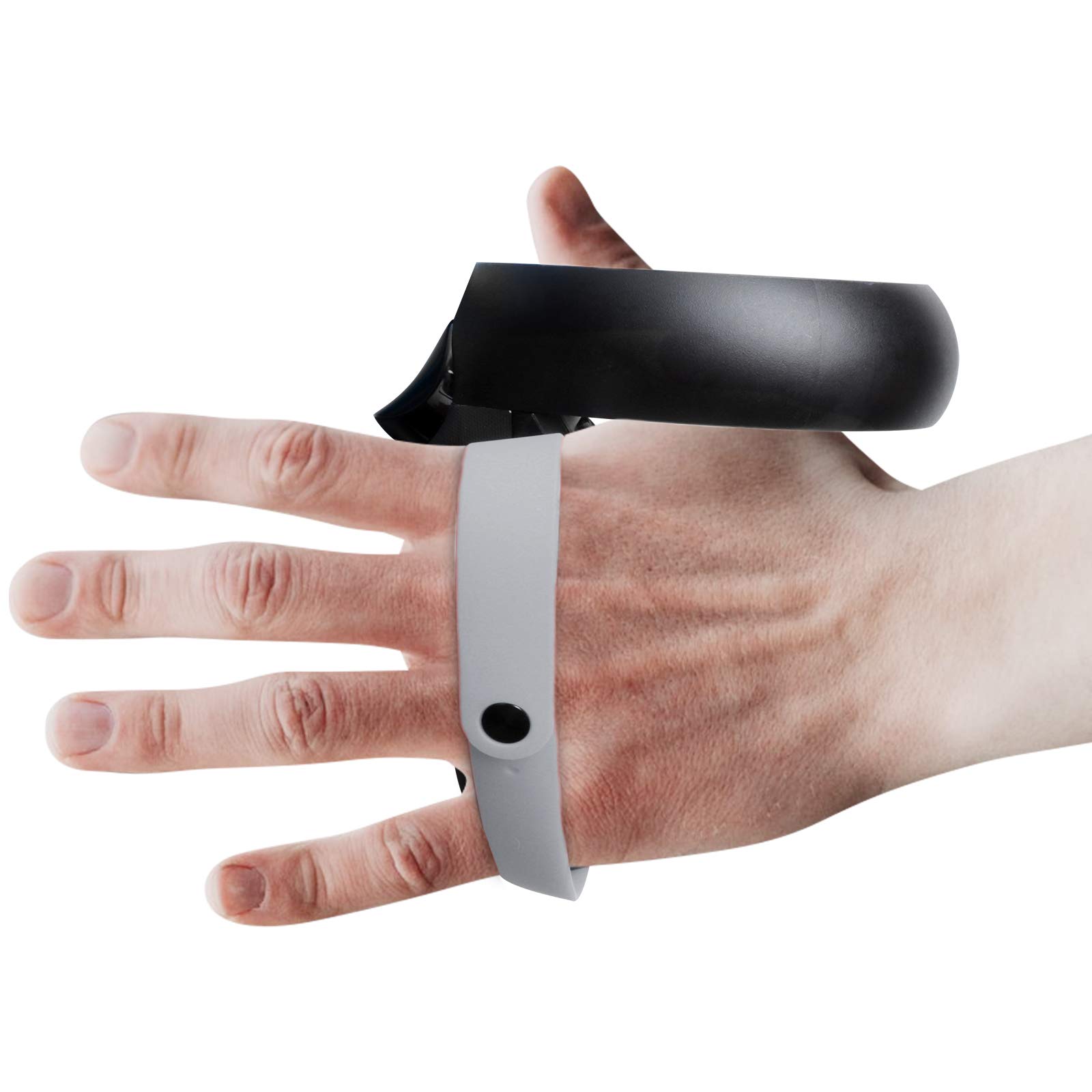 MODJUEGO VR Adjustable Handle Grip Cover, Soft Silicone Touch Controller Handle Fixing Strap for Oculus Quest/Rift S VR Controller Accessories (Gray)