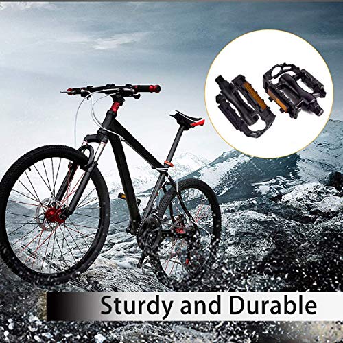 Mordely 9/16 Bike Pedals for Replacement Bicycles Accessory, Mountain Road Bicycles Platform Flat Pedal with Anti-Slip Spike, Fits BMX MTB Bike