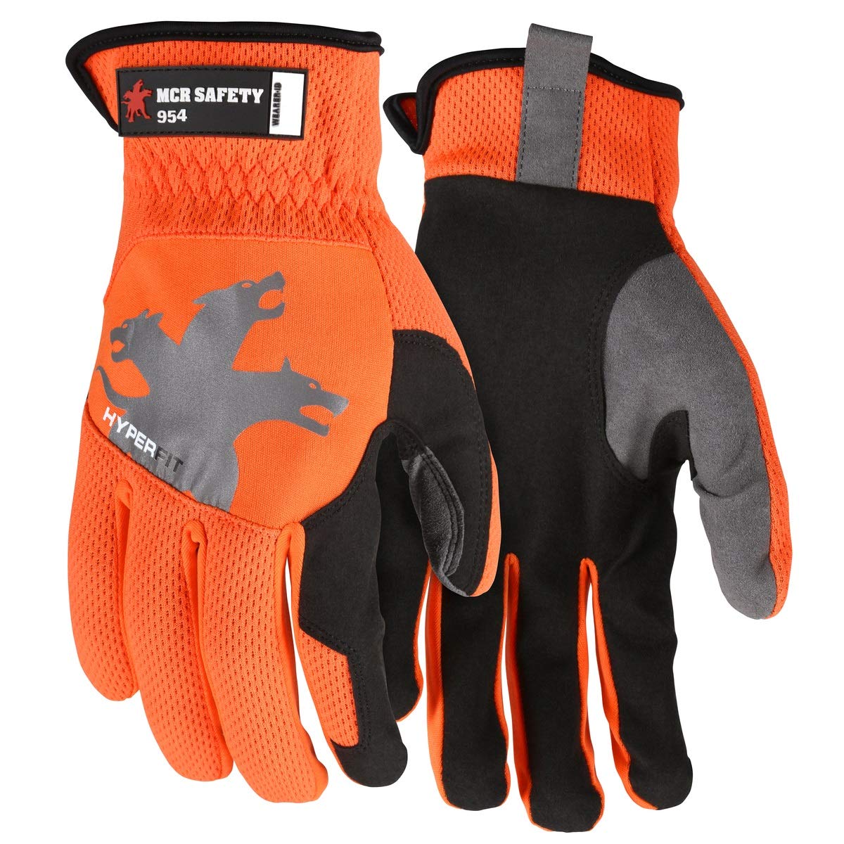 MCR Safety 954S HyperFit Mechanics Work Gloves, Synthetic Leather Palm Reflective Logo on Super