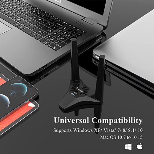 WAVLINK USB3.0 WiFi Adapter, AC1300Mbps Wireless Network Adapter for Desktop PC, Dual Band 5GHz+2.4GHz WLAN with High Gain 2X 3dBi Antennas for Windows XP/Vista/7/8/8.1/10/11 MacOS 10.7-10.15