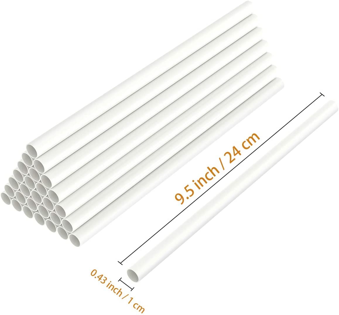 PSGGARY 50 pcs Plastic Cake Dowel Rod White Cake Dowel Rods, Tiered Cake Construction Rods, Cake Stacking Supporting Rods, 0.4 Inch Diameter, 9.5 Inch Length