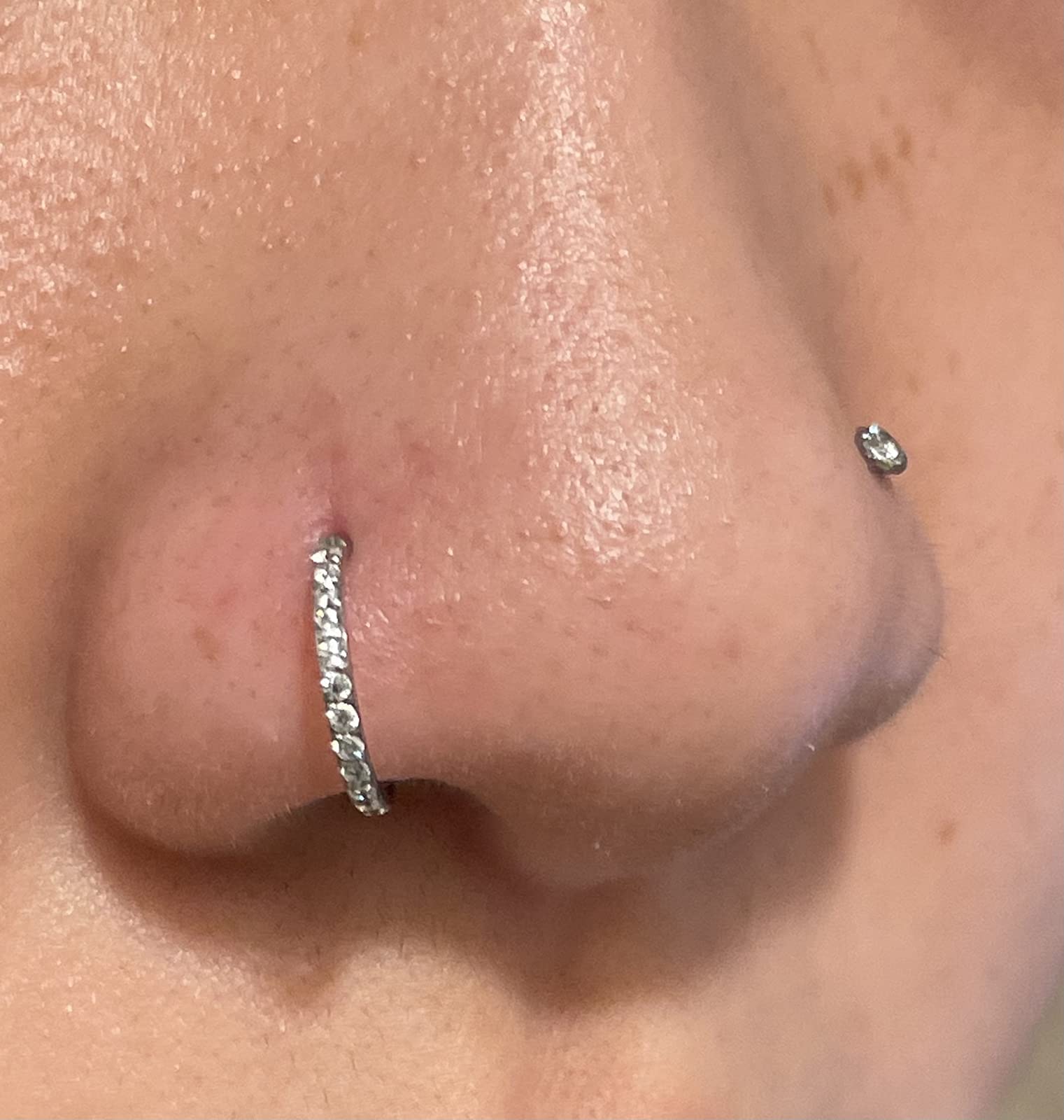 MODRSA 22g Nose Rings Hoop L-Shaped Nose Rings Studs Screw Stainless Steel CZ Top 18pcs Nose Piercing set