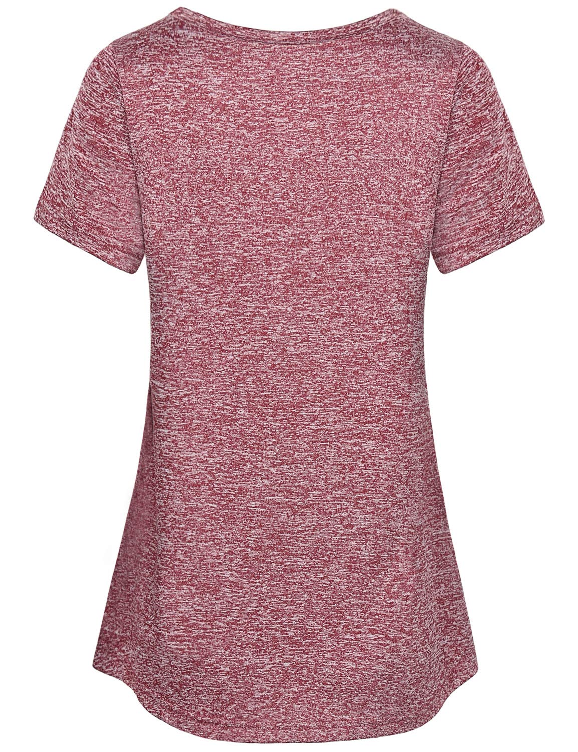 MOQIVGI Workout Shirts for Women Loose Fit Short Sleeve Crew Neck Performance Athletic Clothes Tees Red Large