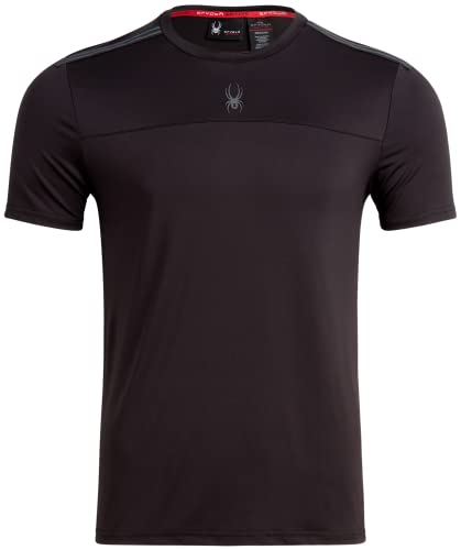 Spyder Men's Athletic T-Shirt - 2 Pack Dry Fit Short Sleeve Performance Sports Tee (S-XL), Size M, Black/Burnt Charcoal