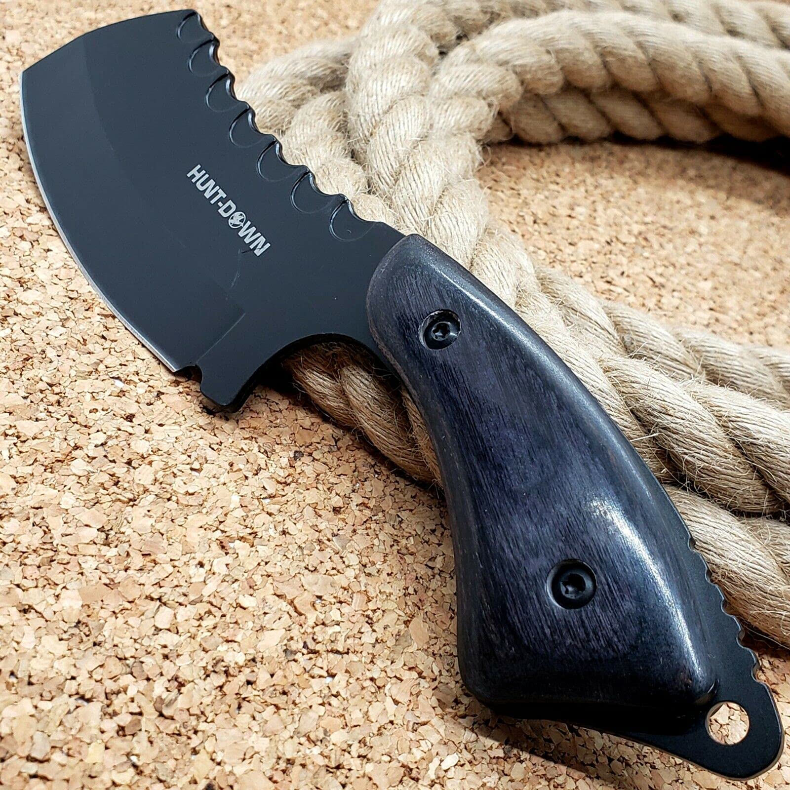 S.S. Fixed Knives 7.5In Fixed Blade Cleaver Hunting Knife Full Tang Survival Wood Handle Sheath