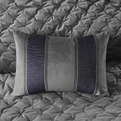 Madison Park Sophisticate 8 Piece Velvet Comforter Set Bedding, King, Grey