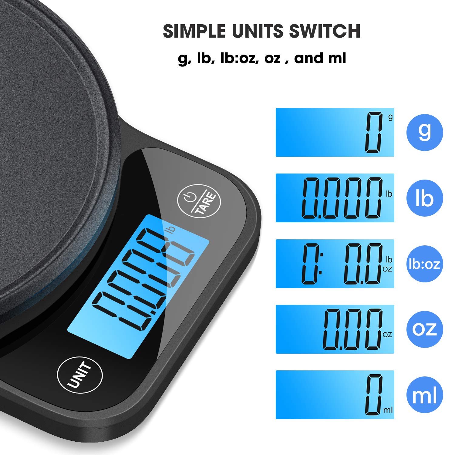 Nicewell Kitchen Scale, High Accurate Digital Food Scale for Weigh Loss, Measures in Grams and Ounces for Cooking Baking, 6kg/13lbs Max, with Pastry Mat