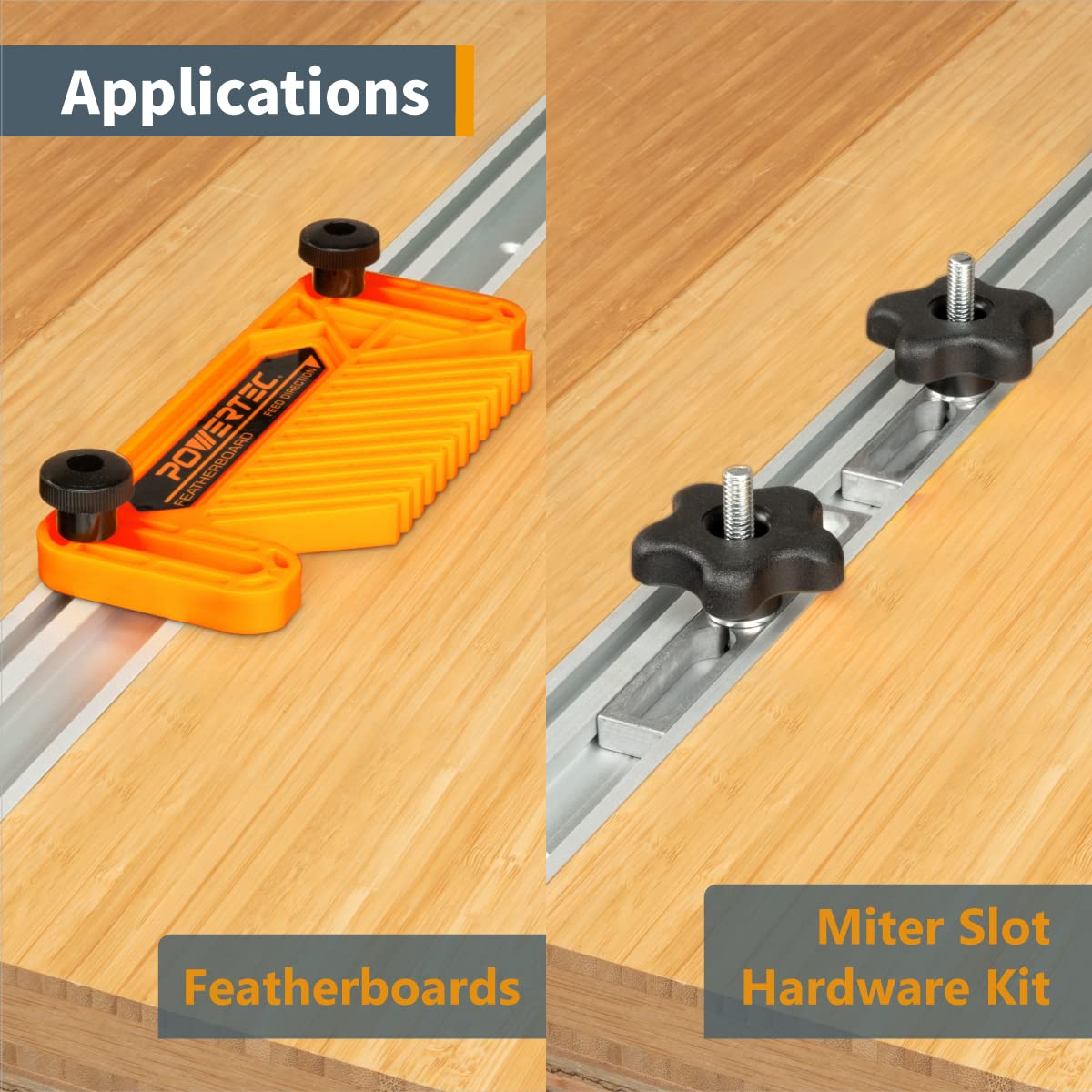 POWERTEC 71365 Combo T-Track and Miter T-Track, 48"