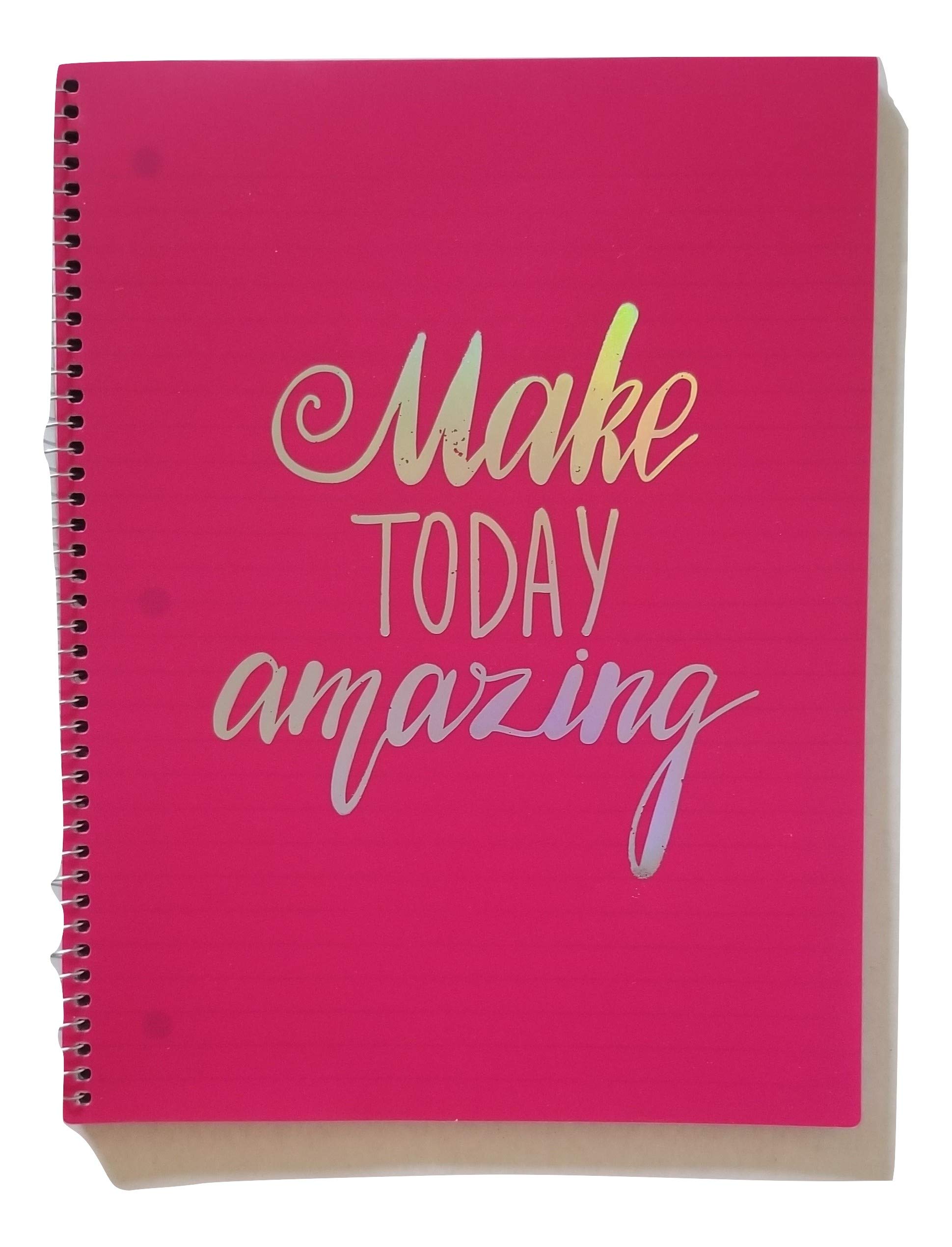 Make Today Amazing 2-Pack Poly Spiral & Composition Notebook Set, Wide Ruled, 80 Sheet Jewel Tone Metallic (Pink)