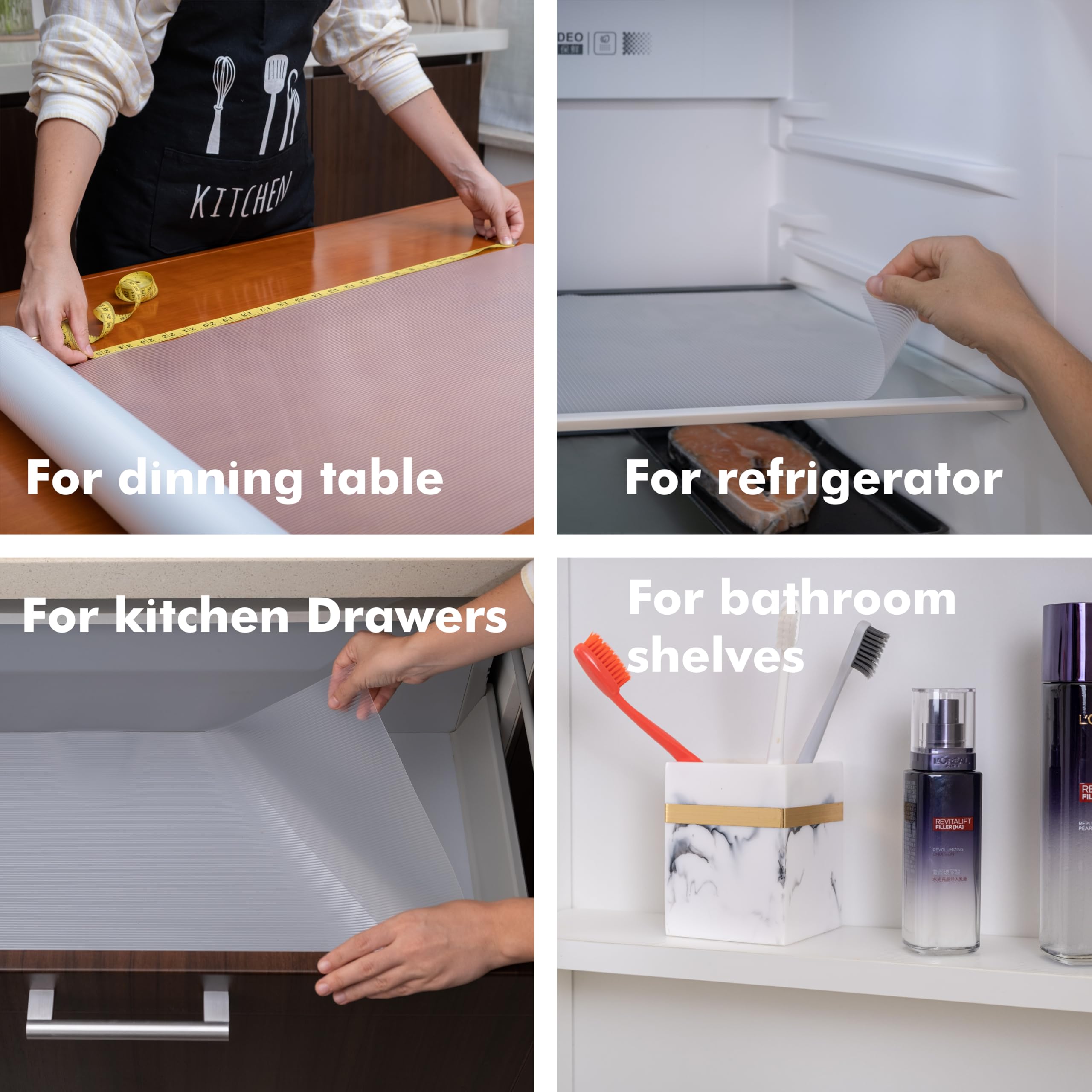 Non-Adhesive Shelf Liner for Kitchen Cabinets, Drawers, Fridge, Non Slip Liner for Pantry,Waterproof Drawer Liner for Bathroom and Kitchen,Wire Shelf Liner, EVA Material.White Diamond 18”x240