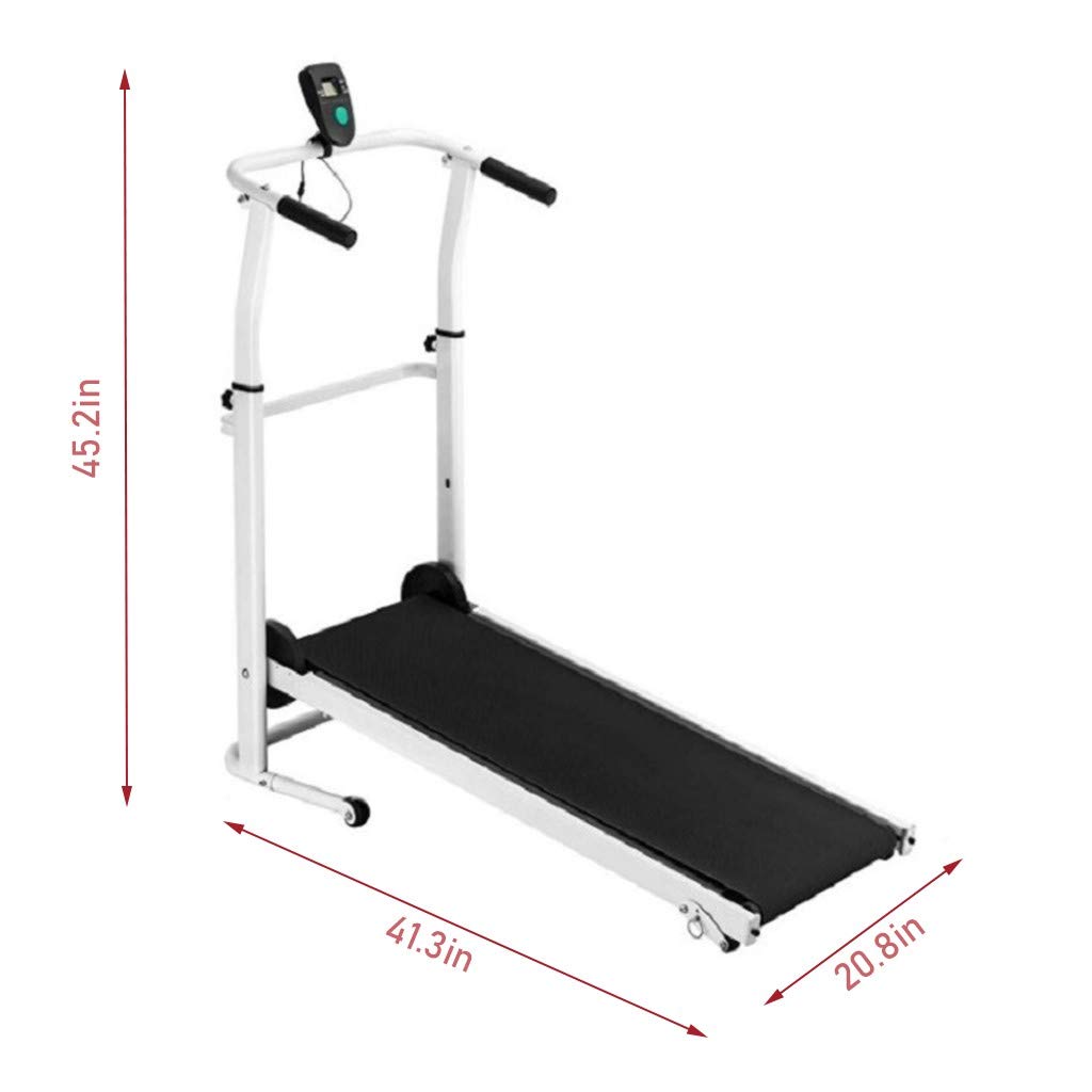 QBQCBB Home Fitness LED Display Foldable Manual Treadmill Working Machine Aerobic Fitness Exercise Tilt Home Equipped with High-Precision Running Belt Training (AS Shown, one Size)