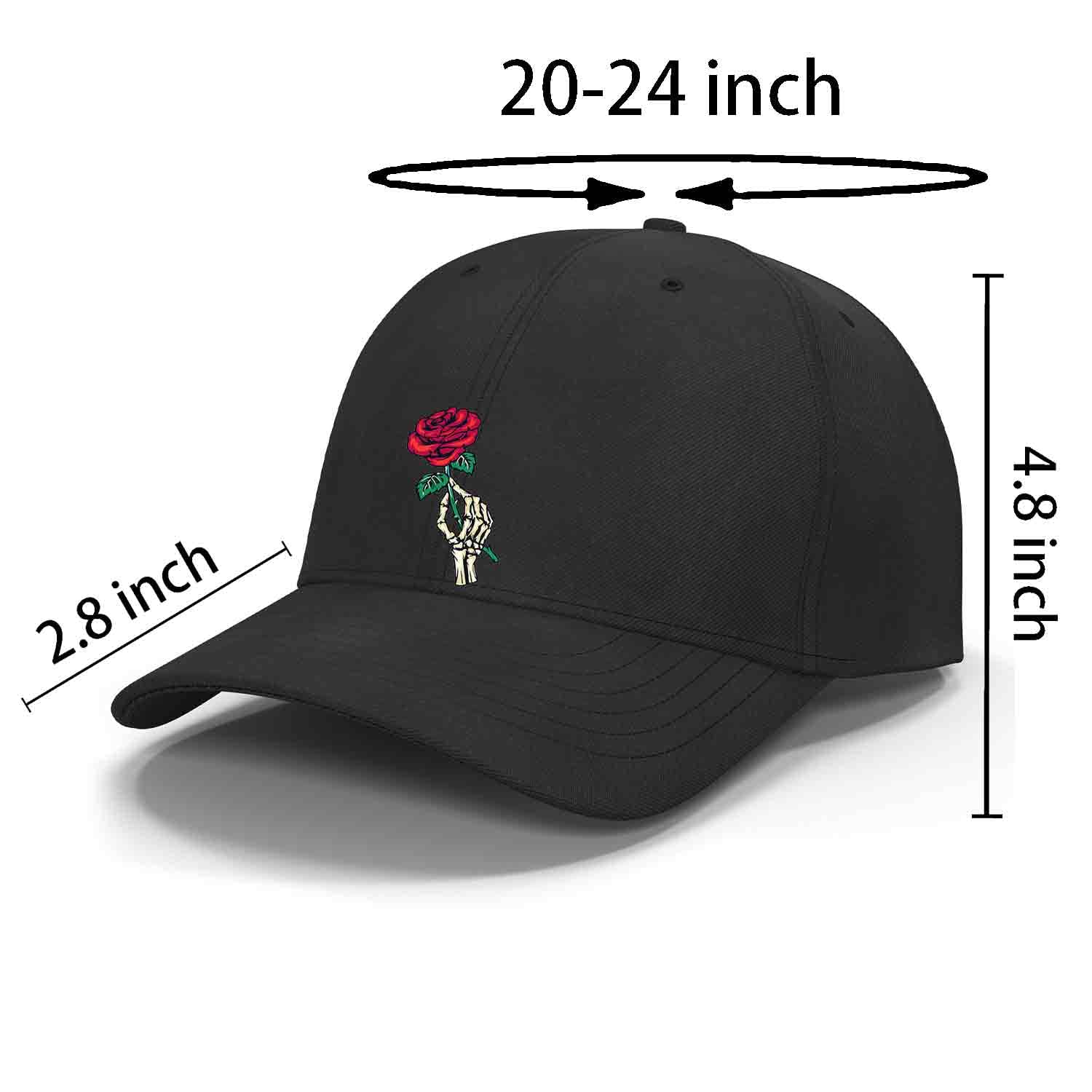 SHITOUPU Rose Skull Hand Baseball Cap,Unisex Dad Cap,Adult Athleisure Cap Adjustable