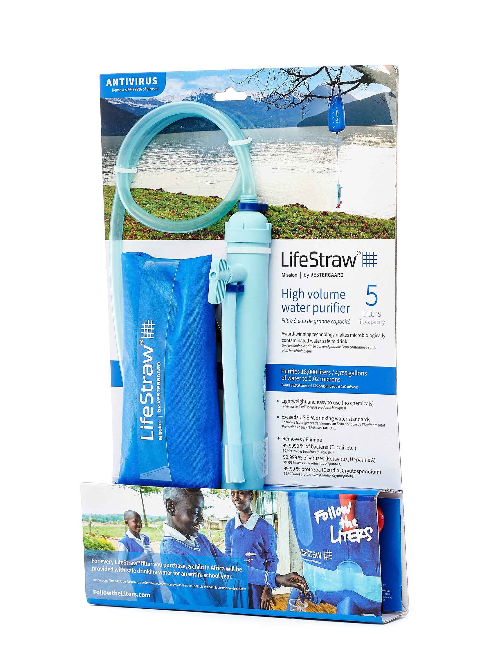 LifeStraw Mission Water Purification System, High-Volume Gravity-Fed Purifier for Camping and Emergency Preparedness, 5 Liter