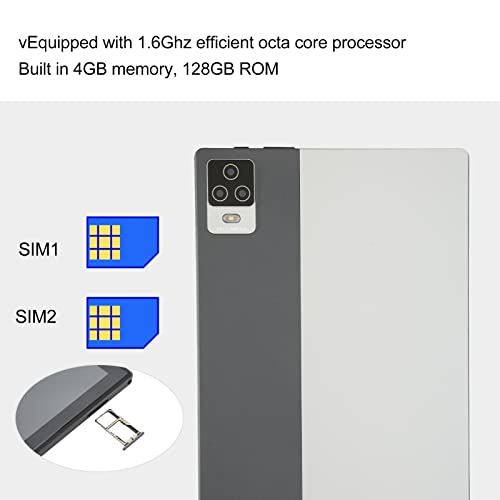 Tablet PC, HD Tablet for Android 11 Dual Speakers 8 Core CPU for Office for Home(Silver)