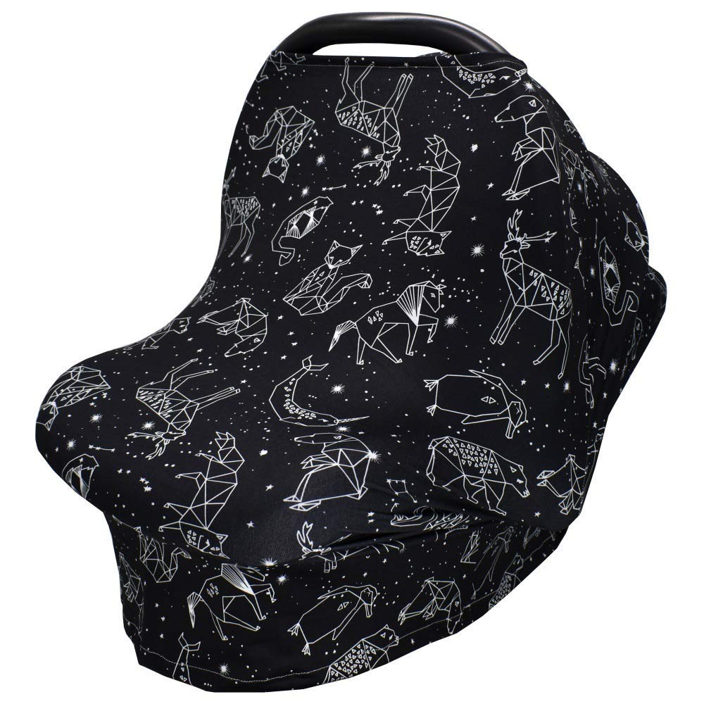 Multi-Use Carseat Canopy, Stretchy Car Seat Cover, Breastfeeding Nursing Cover (Constellation).