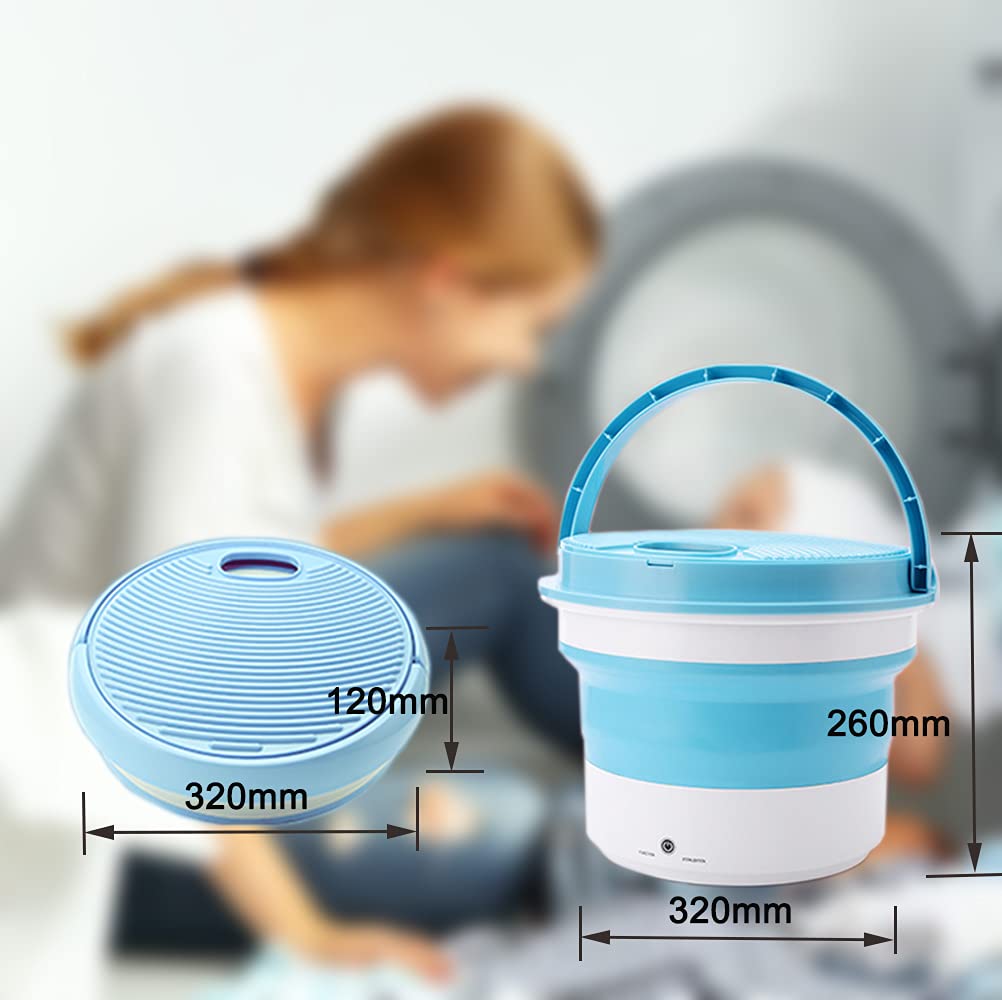 Portable Washing Machine,Mini Folding Washing Machine,Lightweight Compact Washing Machine for Baby Clothes Underwear Camping Travelling Apartment Dorms 7L 1.9KG (Blue)