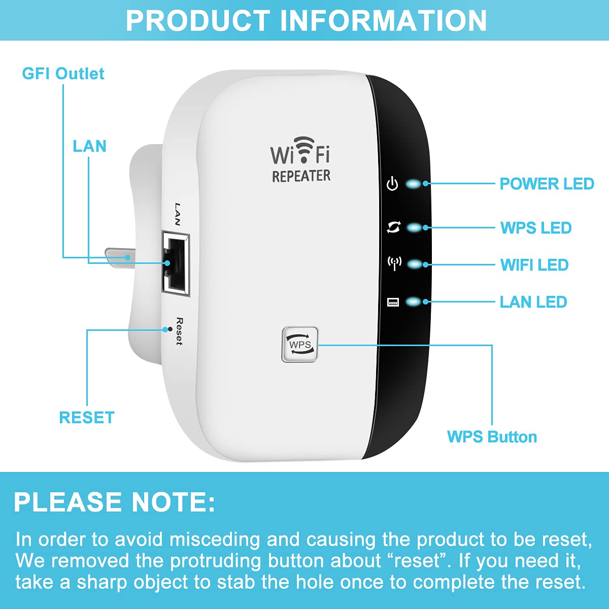 Taygate WiFi Extender, Wireless Signal Repeater Booster Up to 6000 sq.ft and 25 Devices, WiFi Range Extender, Long Range Amplifier with Ethernet Port, Access Point, 1-Tap Setup, Easy Installation