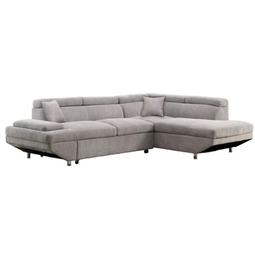 LHLLHL 107 in Living Room Furniture Sectional Gray Color Fabric Sectional with Pull Out Bed Cushion Couch Pillows Storage Sofa