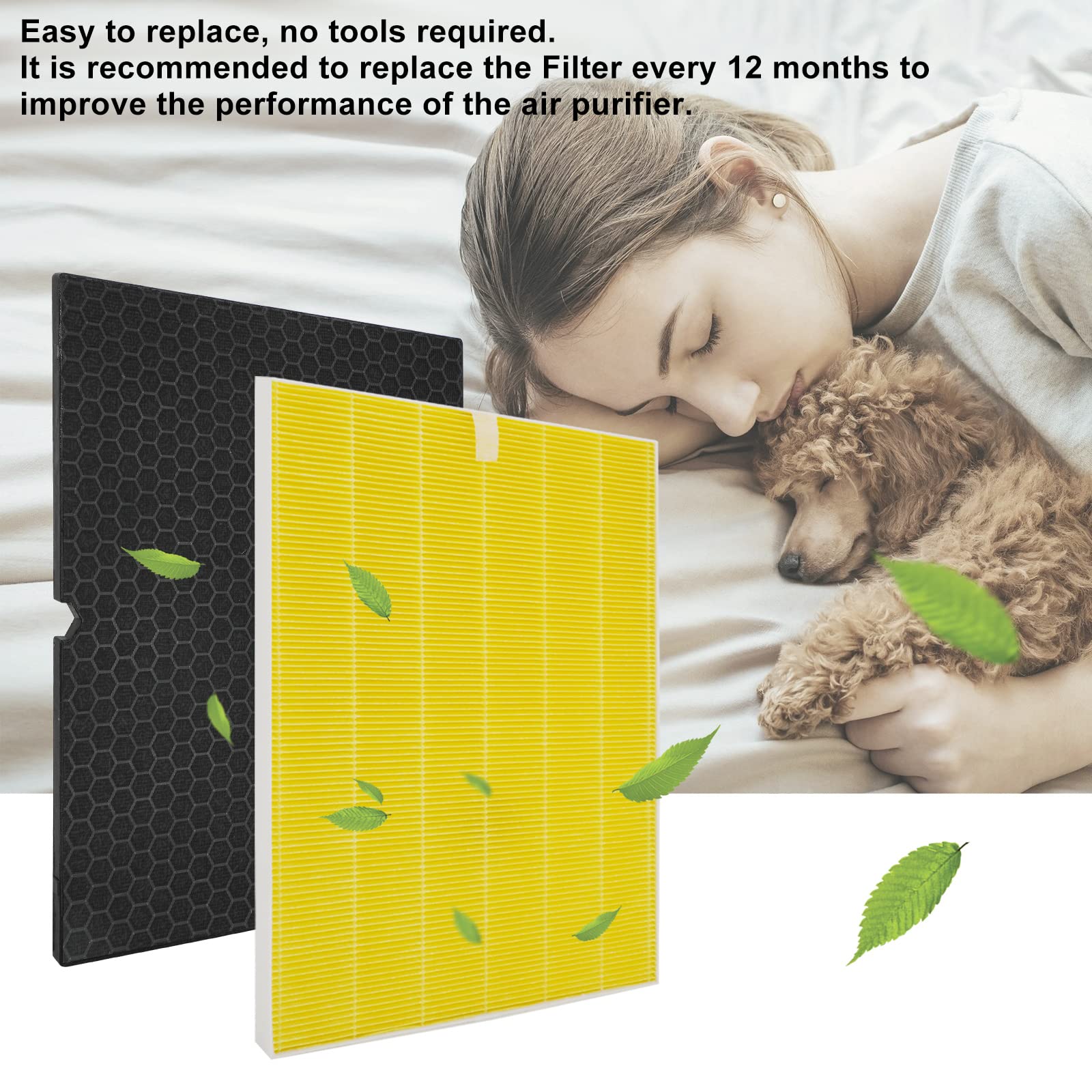 True Hepa Replacement Filter for Winix C555 I,H13 Grade Hepa Filter,Activeted Carbon Filter,Compares to Winix 116131,1 Pack
