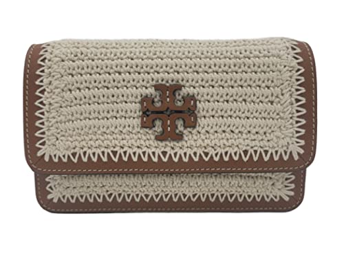 Tory Burch 136147 Britten Crochet New Ivory Off White Tan Leather With Gold Hardware Women's Crossbody Bag