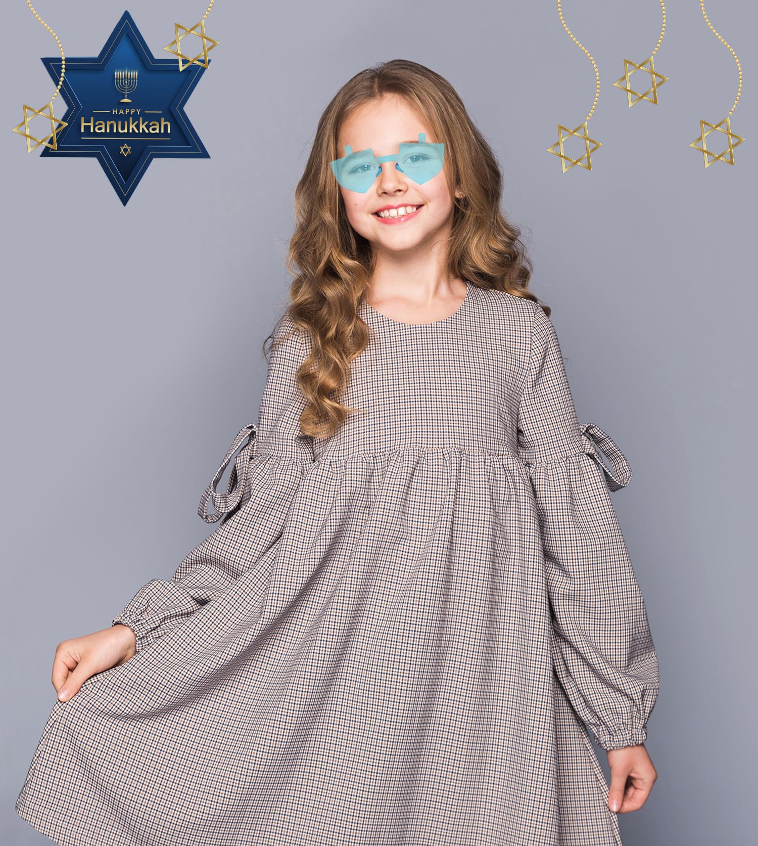 The Dreidel Company Hanukkah Dreidel Shaped Glasses, Costume Dress-Up Pretend Play (3-Pack)