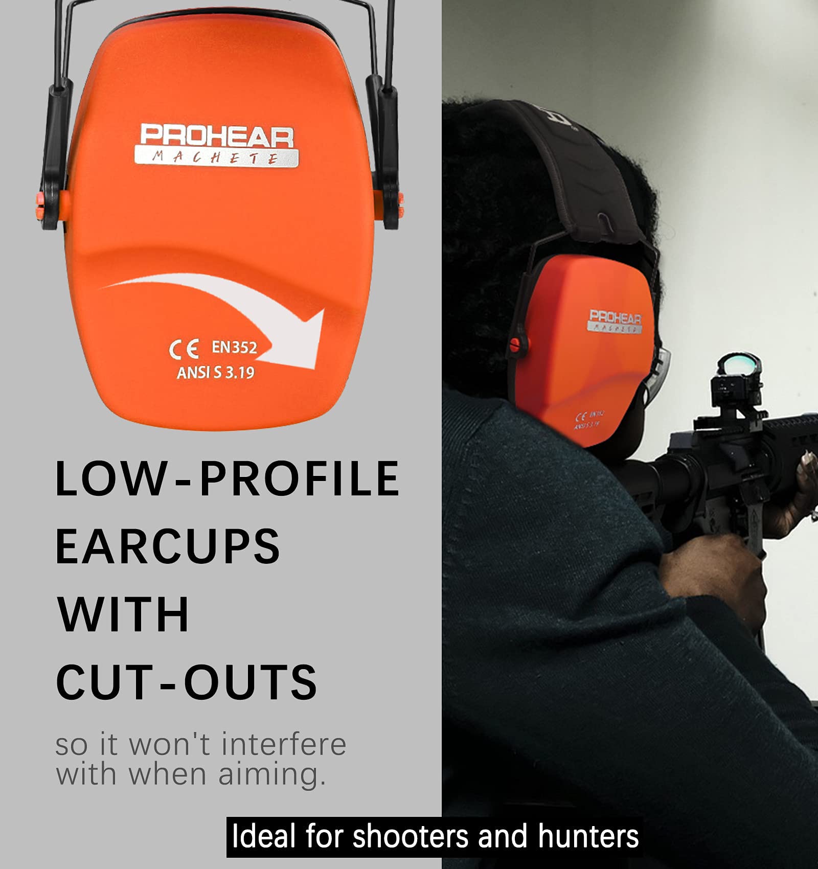 PROHEAR 016 Shooting Ear Protection Earmuffs 2 Pack, NRR 26dB for Gun Range, Hunting - Fruit Green and Orange