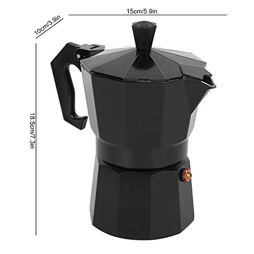 Stovetop Espresso Maker, Classic Stovetop Espresso Maker 6‑Cup Capacity Aluminum Coffee Machine Moka Pot for Office Home Use Moka Maker for Gas or Electric Stove Top(Black)