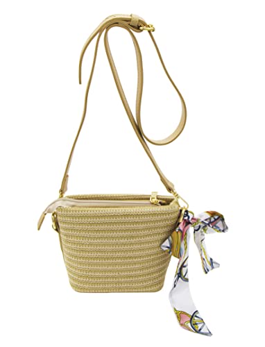 UEOE Straw Purse For Women Crossbody Bag Summer Rattan Beach Bag Wicker Shoulder Bag (Style A)