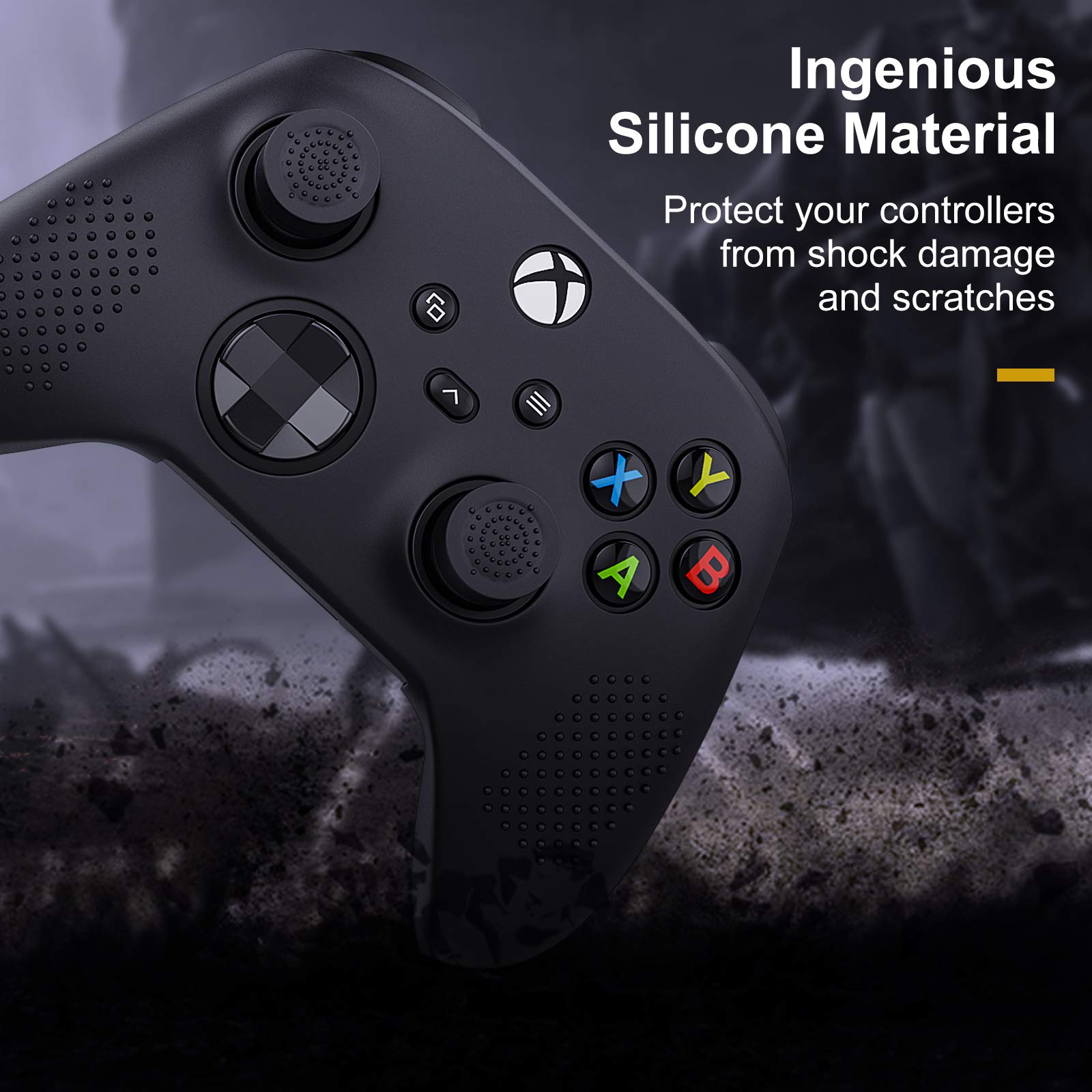 MoKo Xbox Series X/S Controller Case,Anti Slip Silicone Protective Case Cover with 8 Thumb Grips Caps Anti-Scratch Shockproof for Xbox Series X/S 2020 Controller, Black
