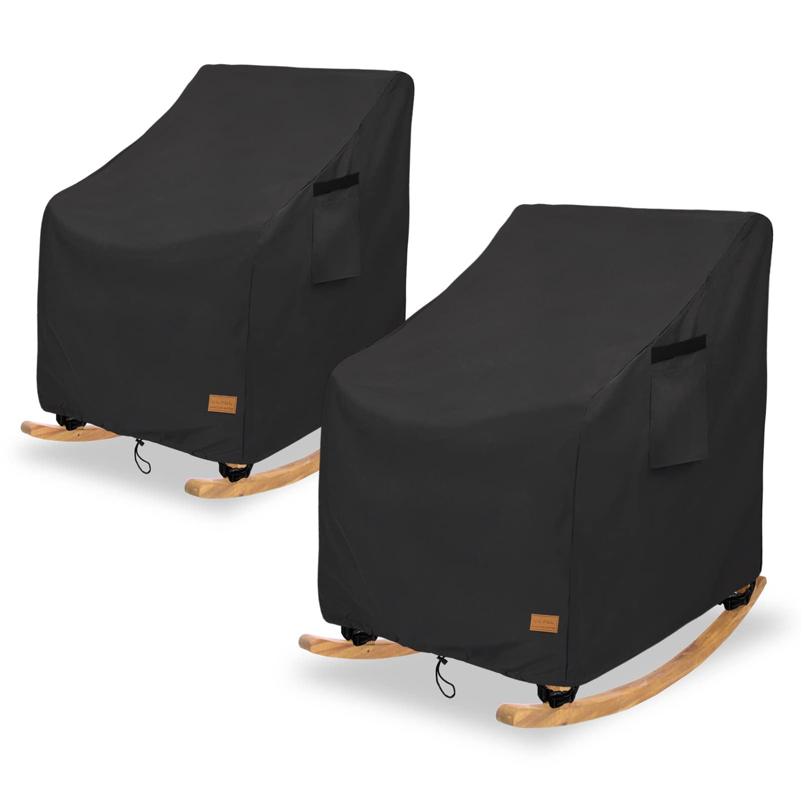 UNARK Outdoor Rocking Chair Covers 2 Pack,Waterproof Heavy Duty Outdoor Chair Covers,Swivel Chair Cover,Outdoor Swivel Rocker Chair Covers ,Outdoor Rocker Covers Waterproof (28W x 33D x 39H Inch)Black