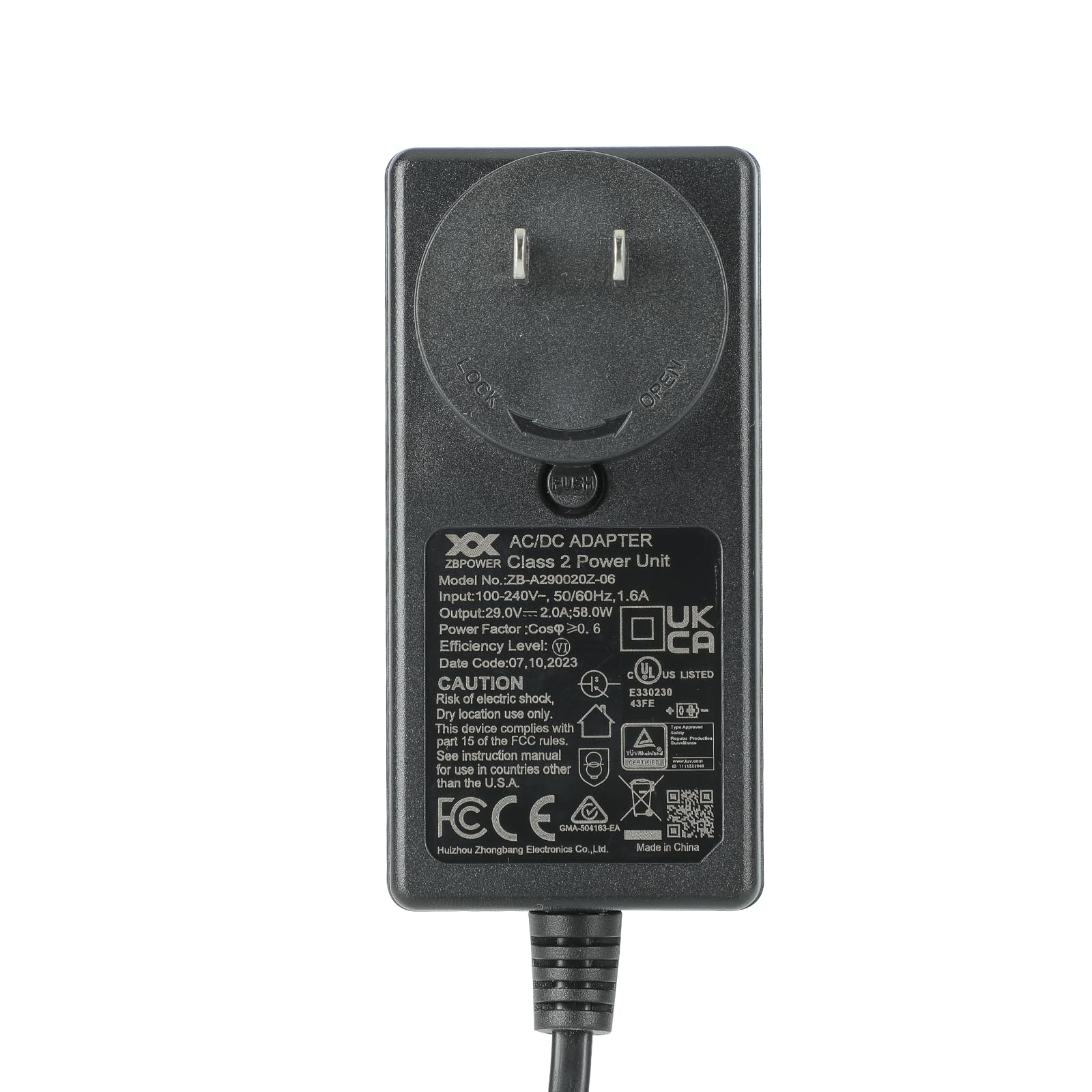 MineCtrl Recliner Power Supply, Model ZB-A290020Z-06 ZBPOWER AC/DC Switching Power Supply Transformer 29V 2A Adaptor for Lift Chair or Power Recliner Limoss OkiN