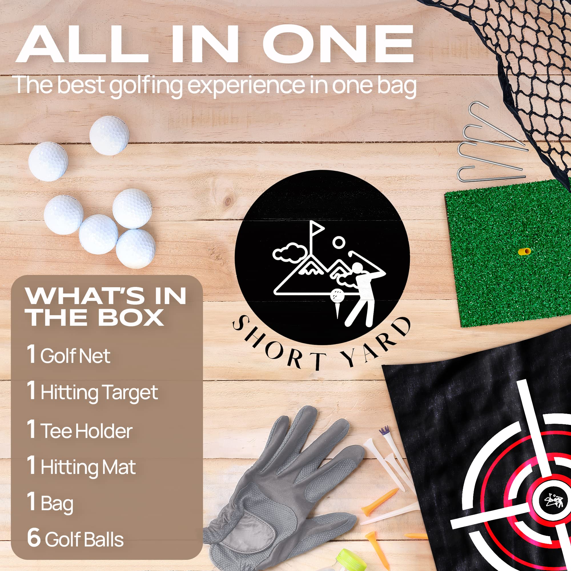 Shortyard Nylon Indoor Golf Nets for Backyard Driving Practice - 10x5.6x6.8 FT Golf Practice Nets for Backyard - 5Ply Knotless Golf Hitting Net with Mat - Golf Nets for Indoor Use Comes with Bag
