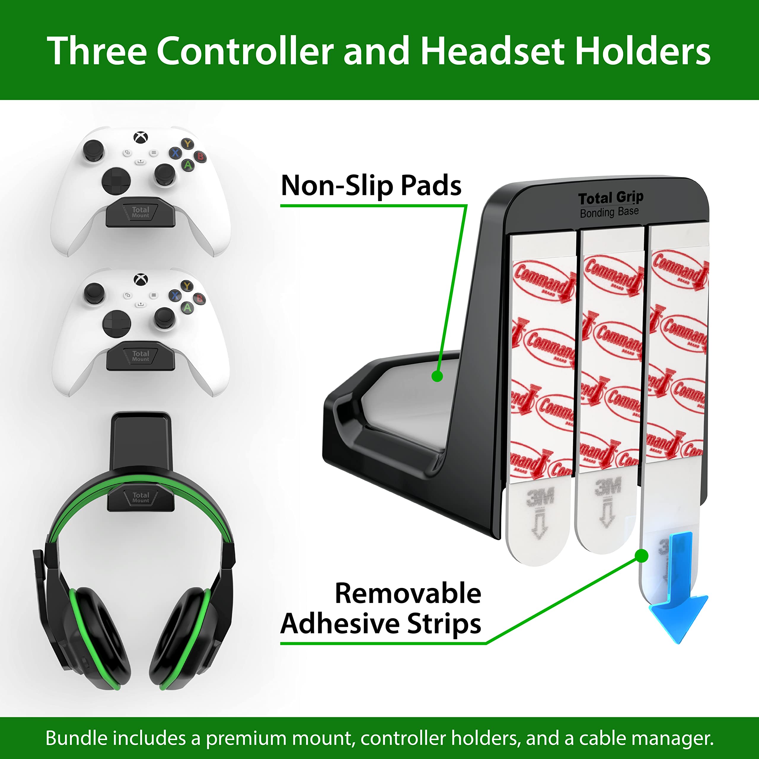 TotalMount β Wall Mount for Xbox Series S β Mounts Xbox Series S on a Wall by Your TV (Black Wall Mount and 3 Controller Holders)