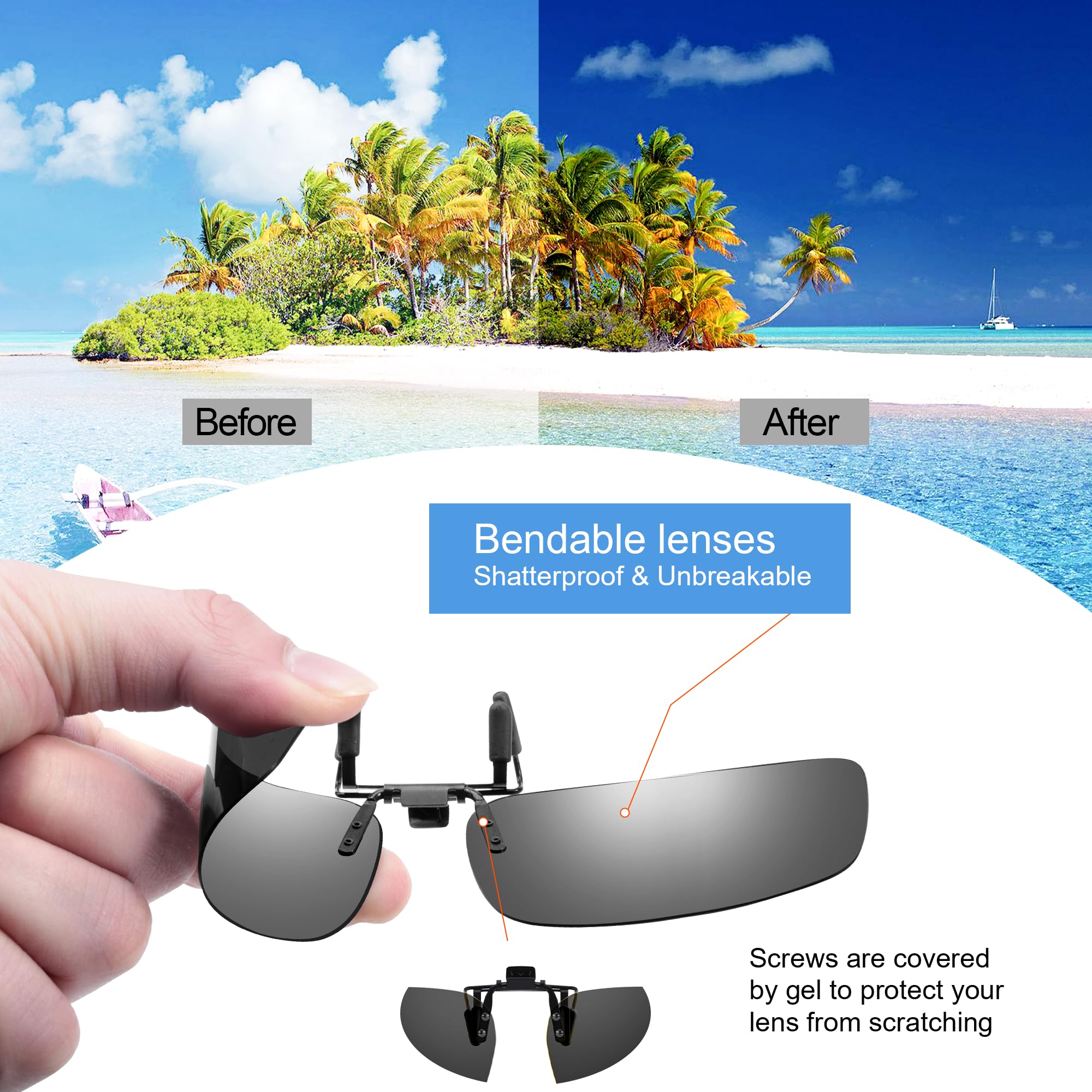 Trysee Clip on Sunglasses Over Prescription Glasses for Men Women Polarized Flip Up for Eyeglasses Anti Glare TS103