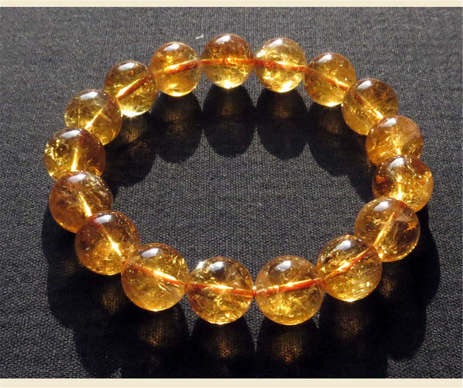 Muko Gemstone 10mm Natural Citrine Quartz Yellow Crystal Round Beads Bracelet Crystal Women Men AAAAA