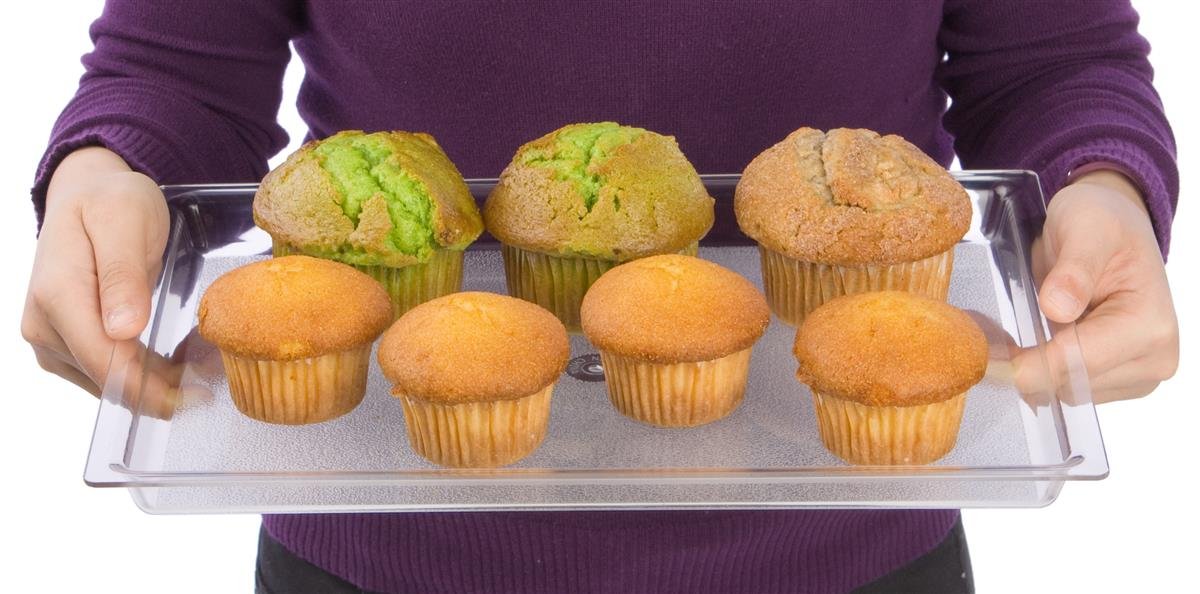 Set of 3, Plastic Food Tray with Textured Bottom, 14-3/4 x 1 x 10-3/4-Inch, Rectangular, Translucent