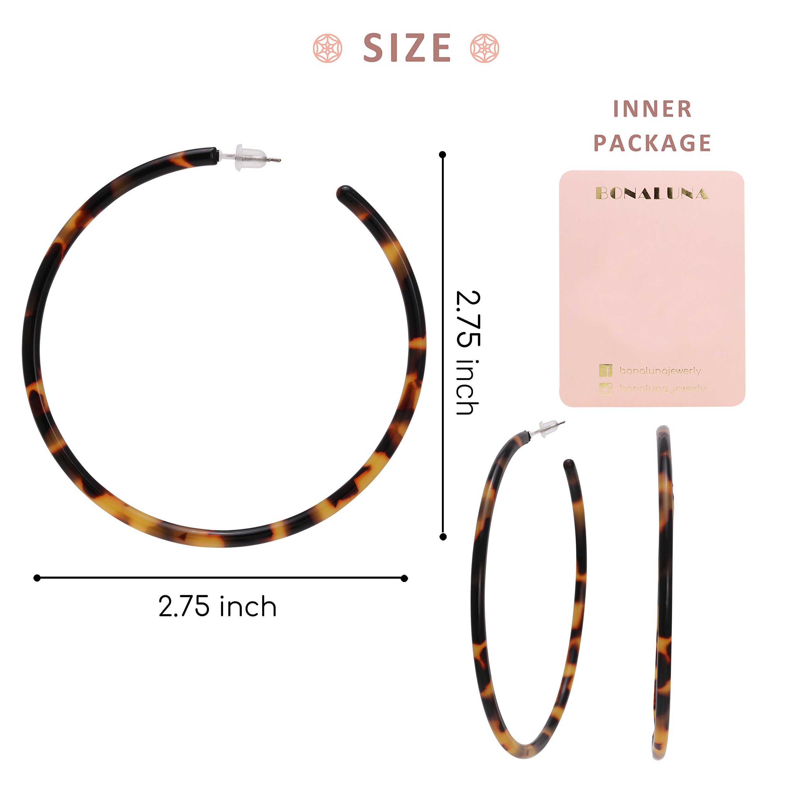 Multi Color Mottled Tortoise Shell Acrylic Resin Basic Big Circlee Hoop Earrings
